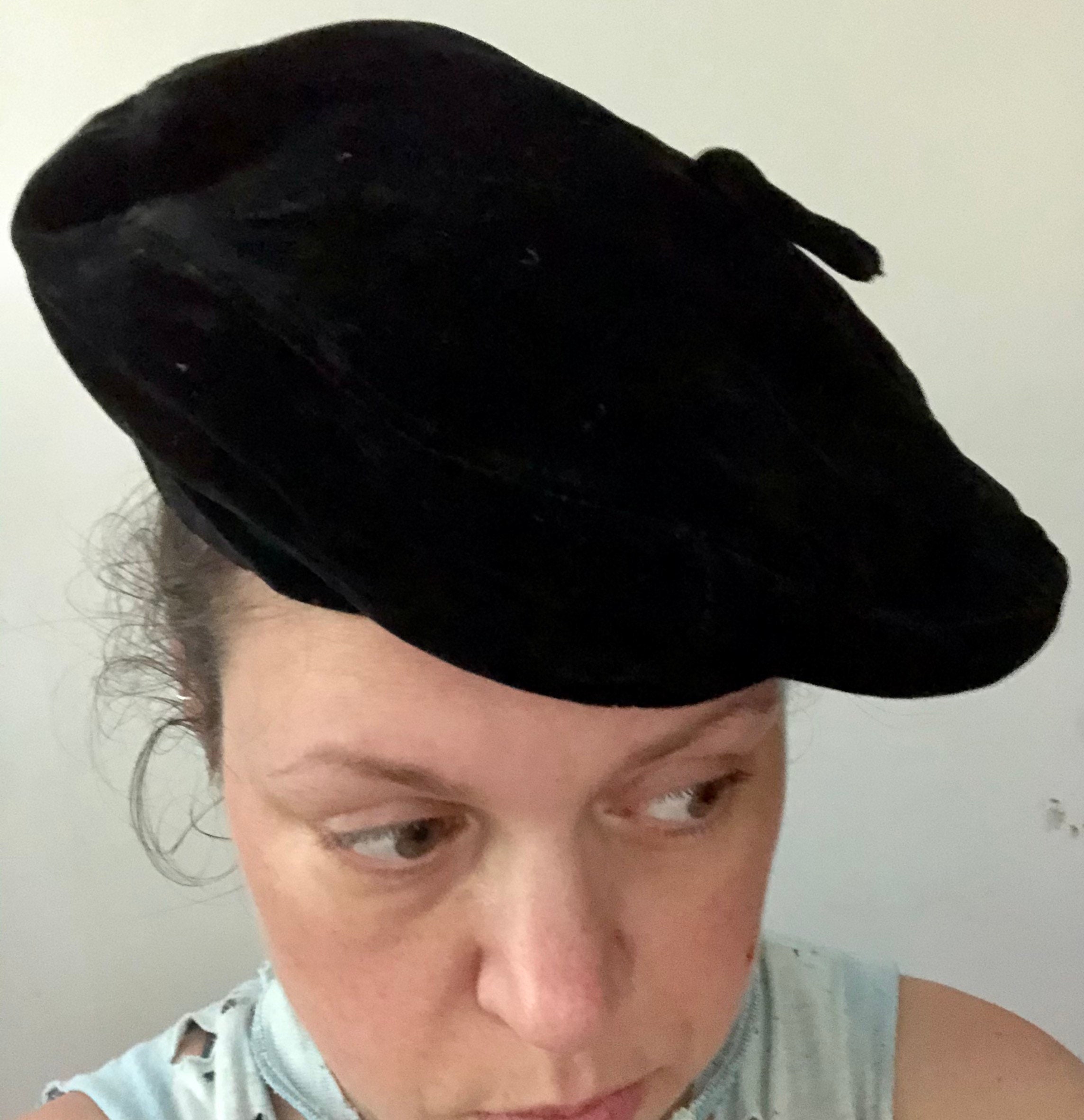 1940s New York Creations Label Vintage Black Velvet Tam Beret - Etsy