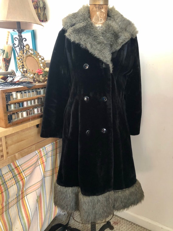 1970s velvety faux fur two tone penny lane jacket xs-l - Gem