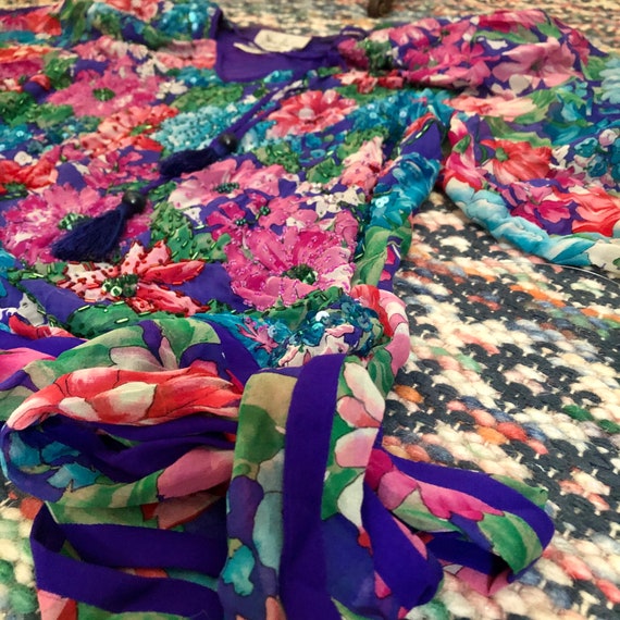1980s Diane Freis colorful silk and sequins skirt set… - Gem
