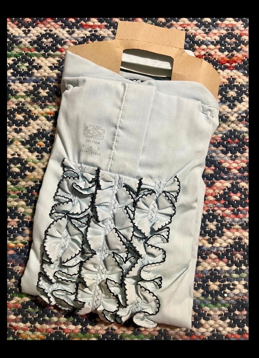 1970s Deadstock Powder Blue Ruffle Tux Shirt Sz L - Etsy