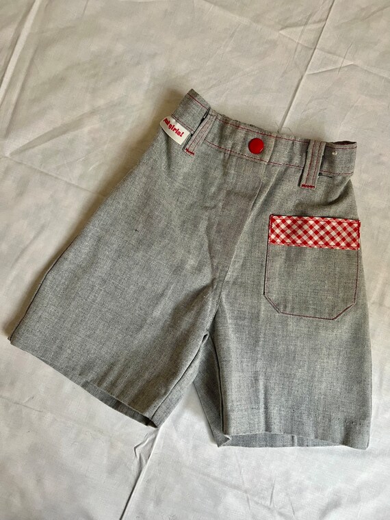 1970s vintage 4t chambray and red checked shorts - Gem