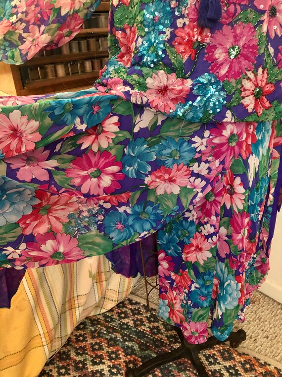 1980s Diane Freis colorful silk and sequins skirt set… - Gem
