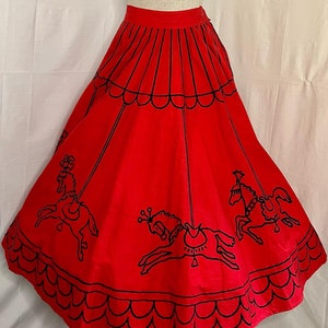 1950s Vintage Red Cotton and Velvet Carousel Horse Circle Skirt Xs - Etsy