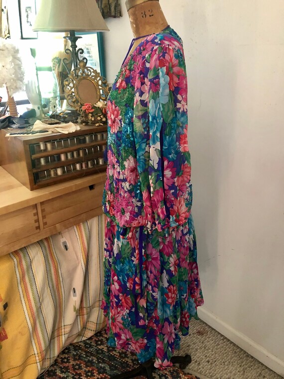 1980s Diane Freis colorful silk and sequins skirt set… - Gem
