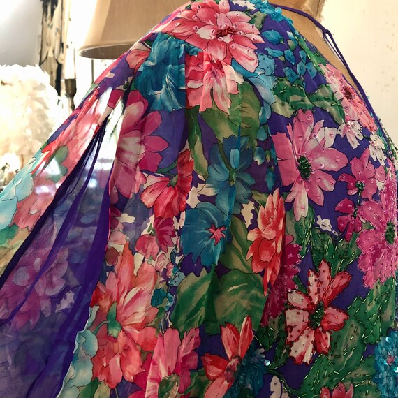 1980s Diane Freis colorful silk and sequins skirt set… - Gem