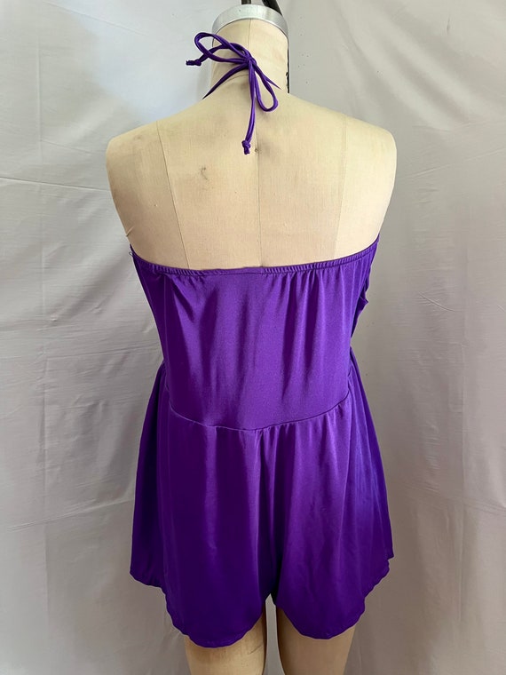 1990s Deadstock Vintage Purple Onepiece Swim Romper P… Gem
