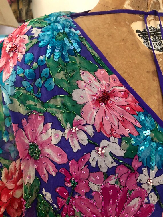 1980s Diane Freis colorful silk and sequins skirt set… - Gem