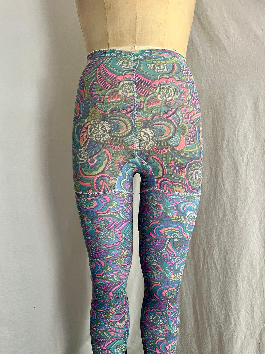 1960s Psychedelic Paisley Footed Tights Sz Xxs/xs - Etsy