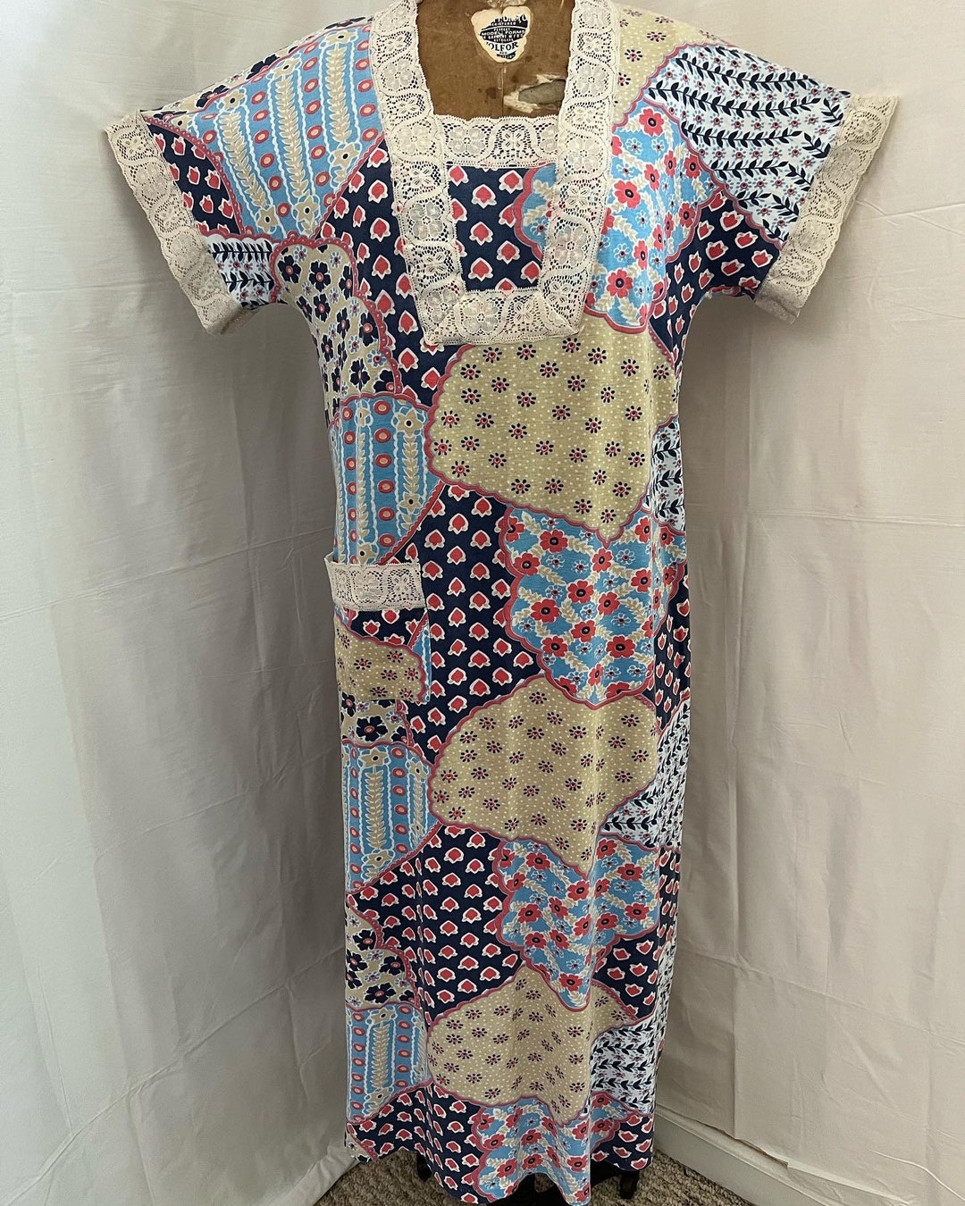 1960s Vintage Patchwork Jersey Maxi Dress - Etsy