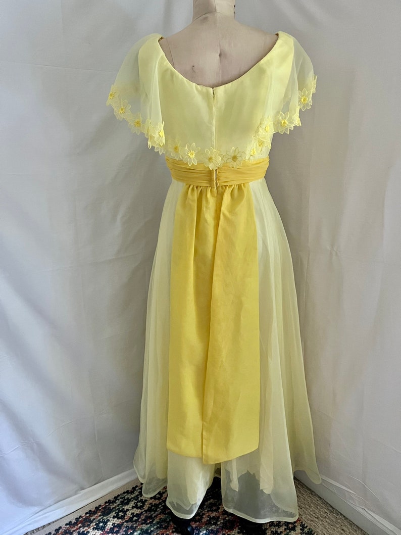 1970s Vintage Buttercup Yellow Shawl Collar Sheet Maxi Gown Xs/s - Etsy