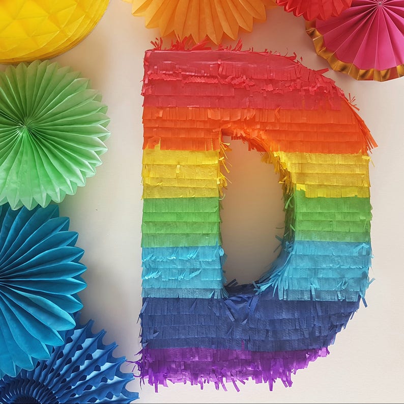 Rainbow Letter Pinata - Etsy