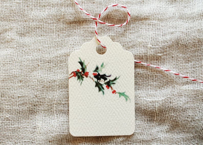 Holiday Holly Paper Gift Tags Set of 24 - Etsy