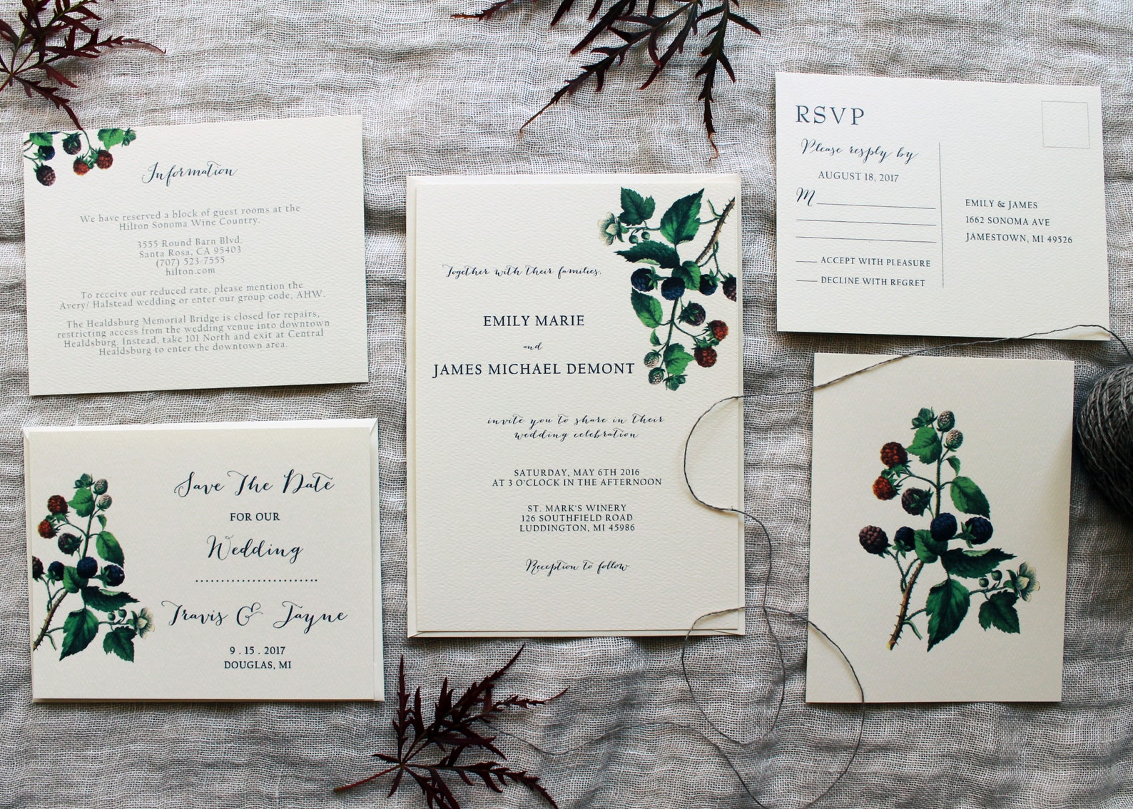 Berry Wedding Invitations Templates | Blackberry Wedding Invitation ...