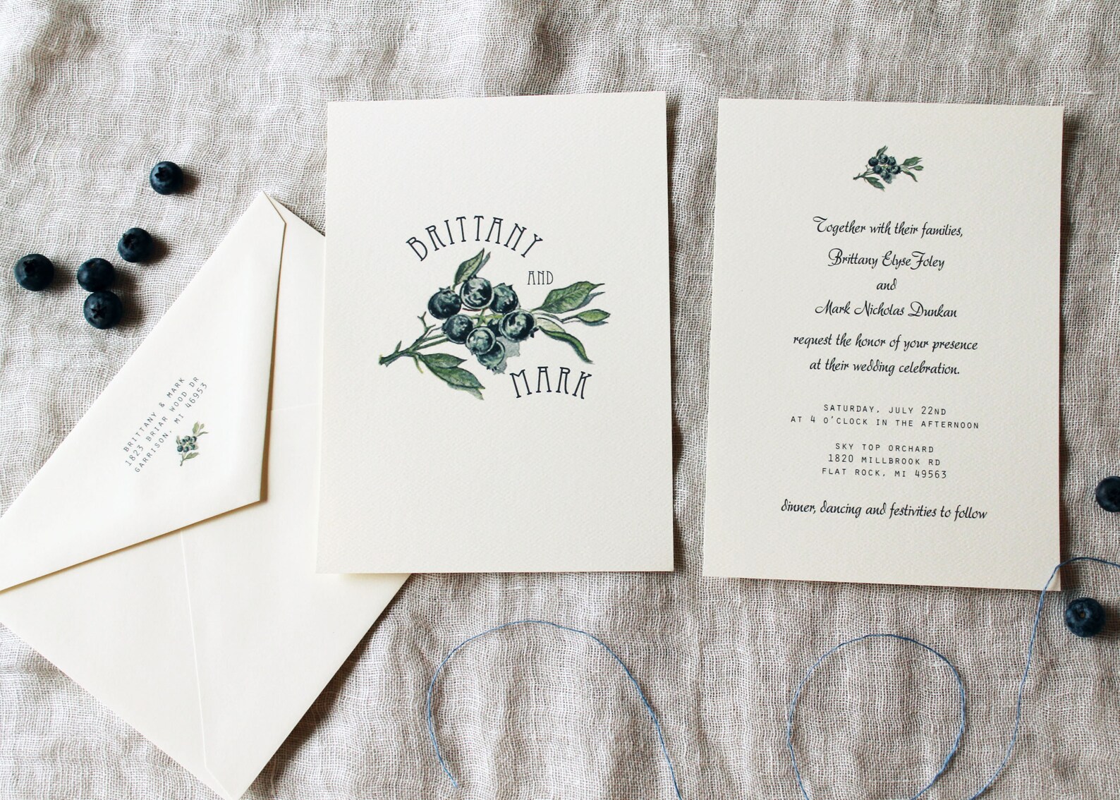 Blueberry Wedding Invitation Suite | Vintage Wedding Invitation Set ...