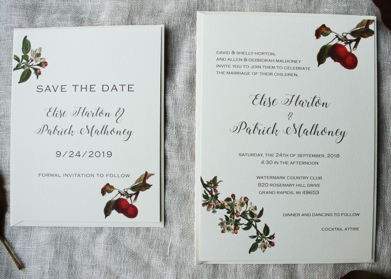 Apple Wedding Invitation Set Fall Wedding Invitations | Etsy