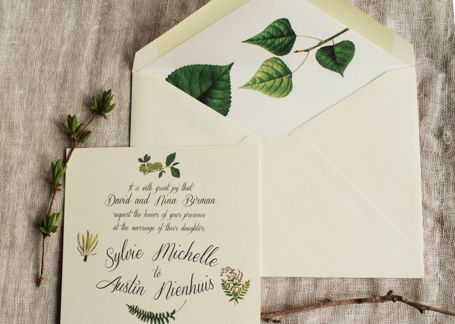 Leaf Envelope Liner Download Botanical Lined Envelopes A2 - Etsy