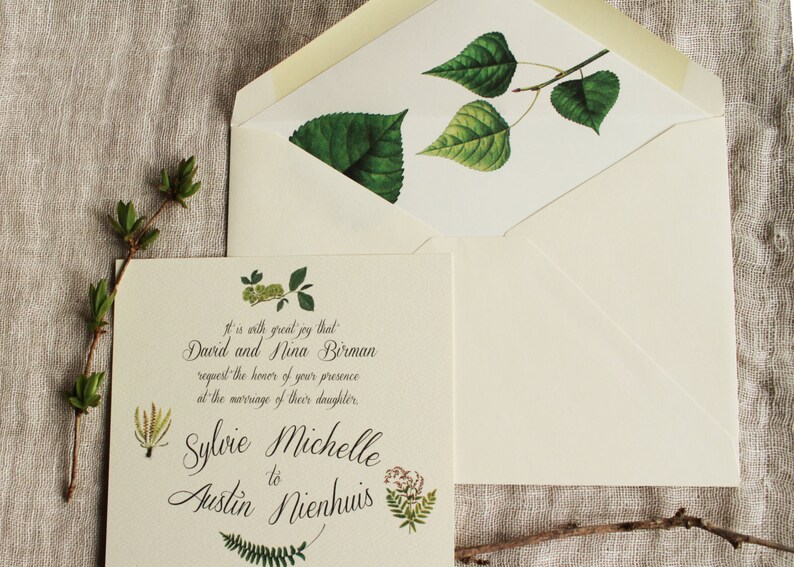 Leaf Envelope Liner Download Botanical Lined Envelopes A2 - Etsy