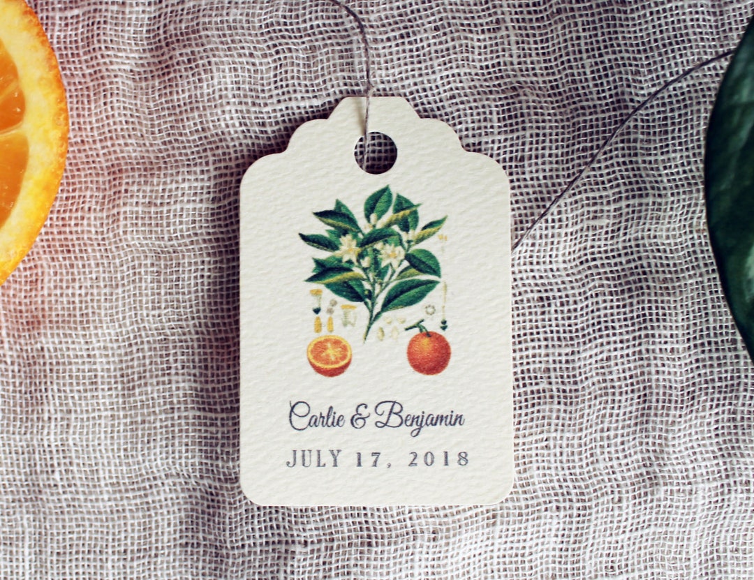 Orange Blossom Favor Tags | Botanical Wedding Gift Tags Personalized ...