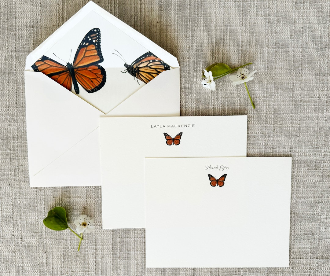 Monarch Butterfly Stationery Notecards - Set of 24 Note Cards With ...