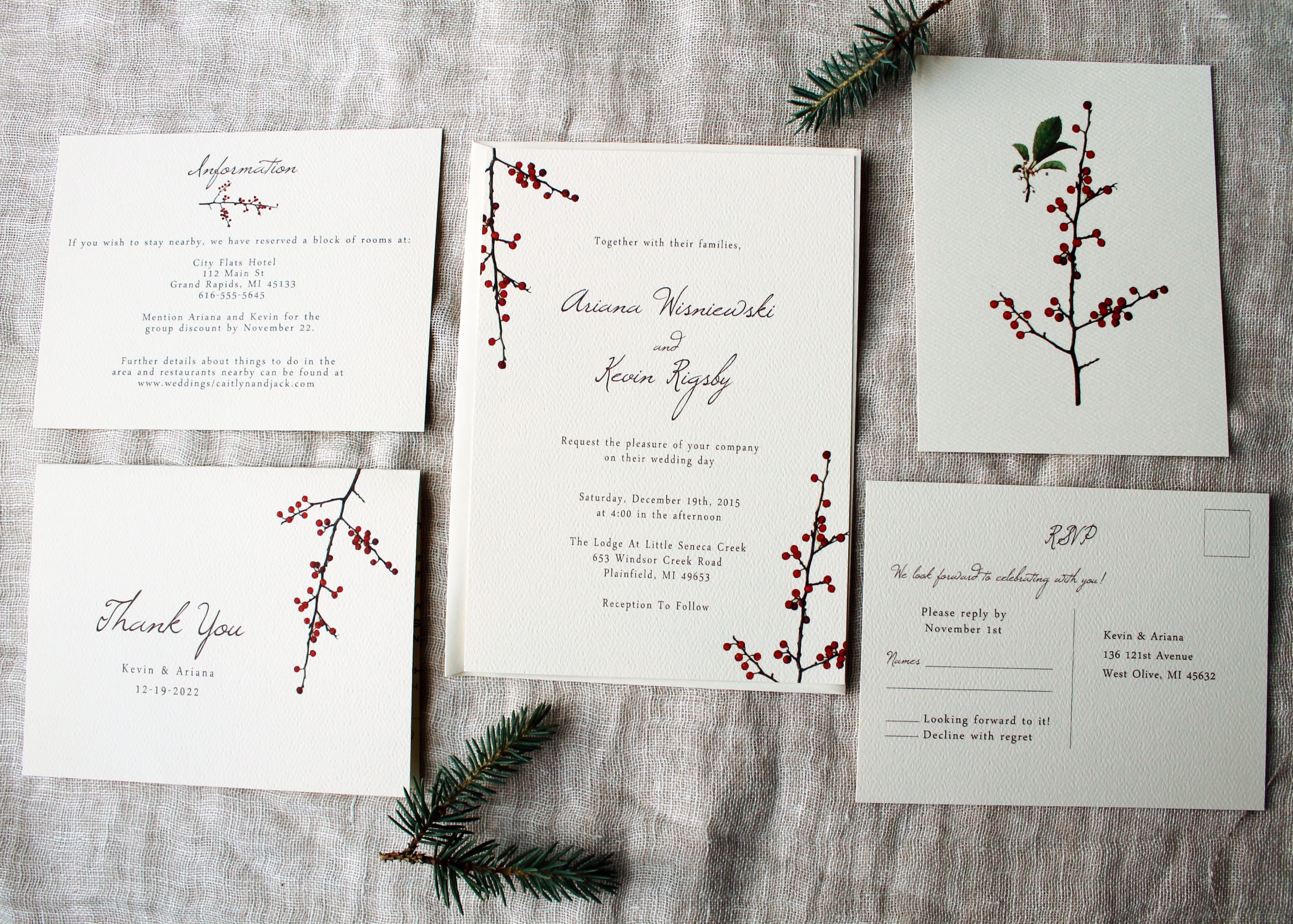 Berry Wedding Invitation Suite | Winter Wedding Invitation Set ...