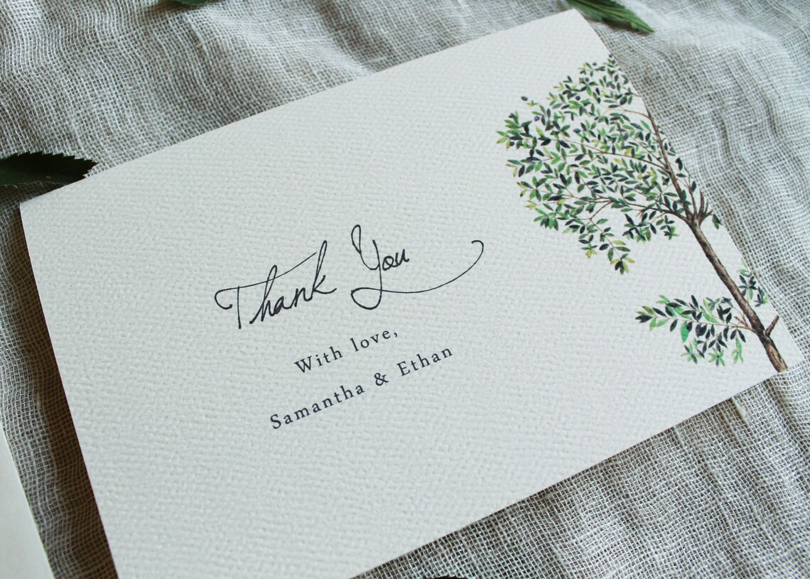 Olive Tree Wedding Thank You Card Set | Olive Branch Thank You Notes ...