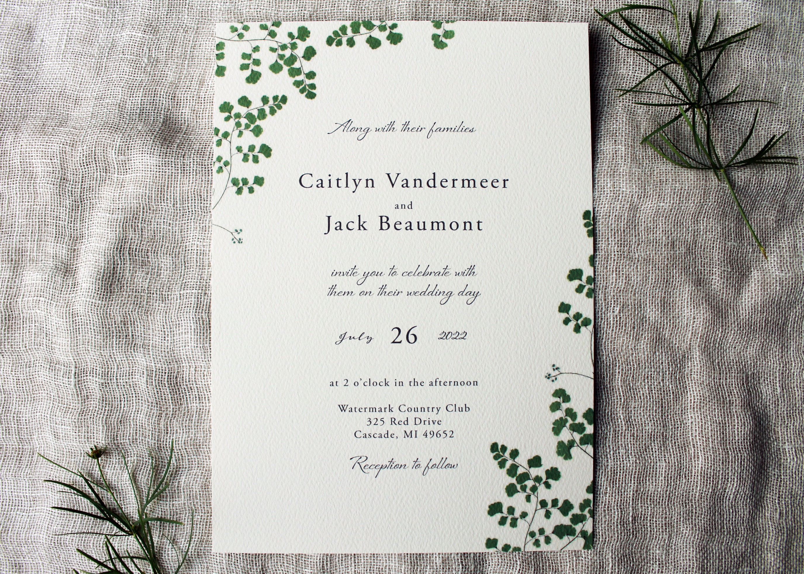 Fern Wedding Invitation Suite Greenery Wedding Invitations | Etsy