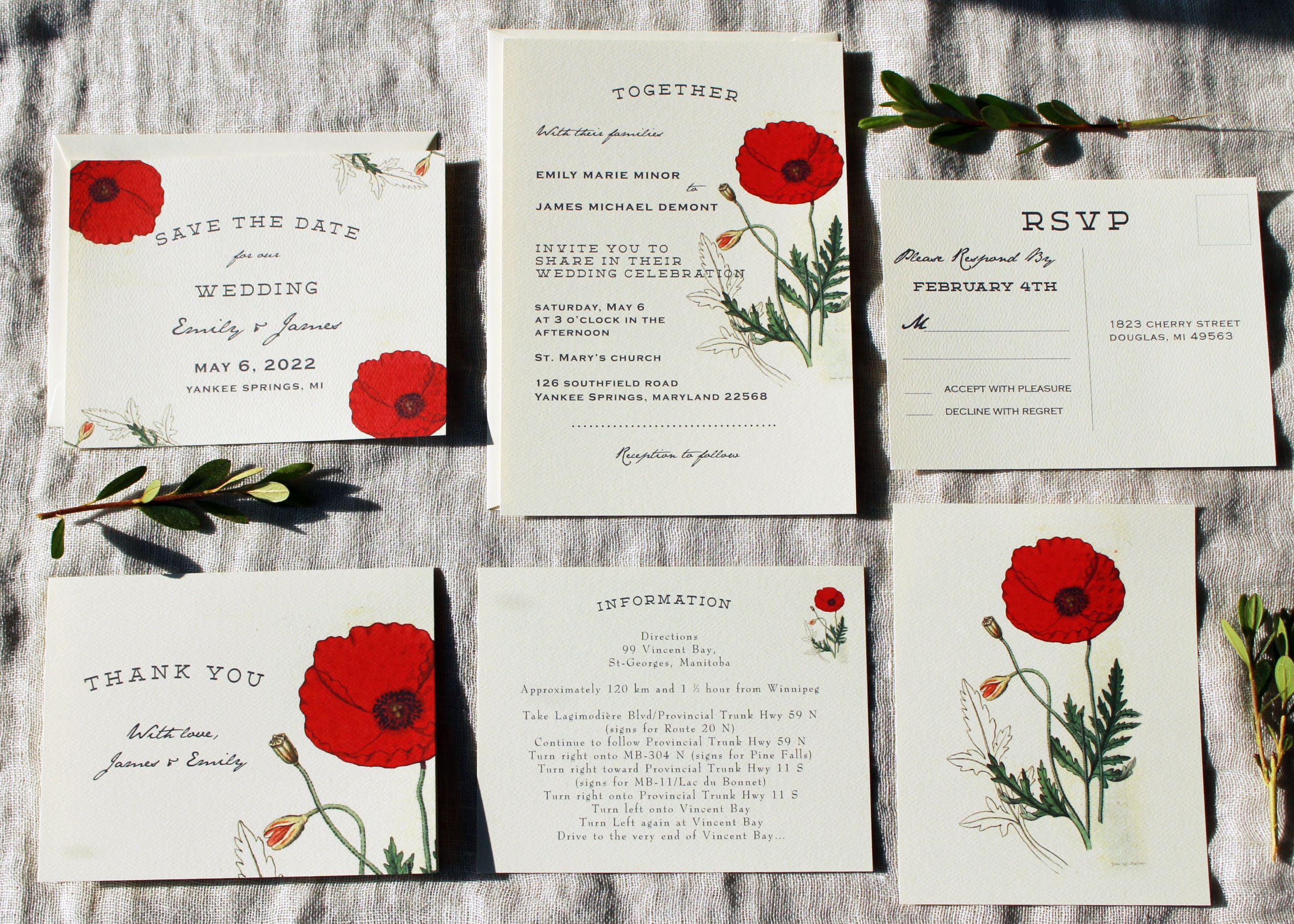 Poppy Wedding Invitation Suite | Rustic Floral Wedding Invitation ...