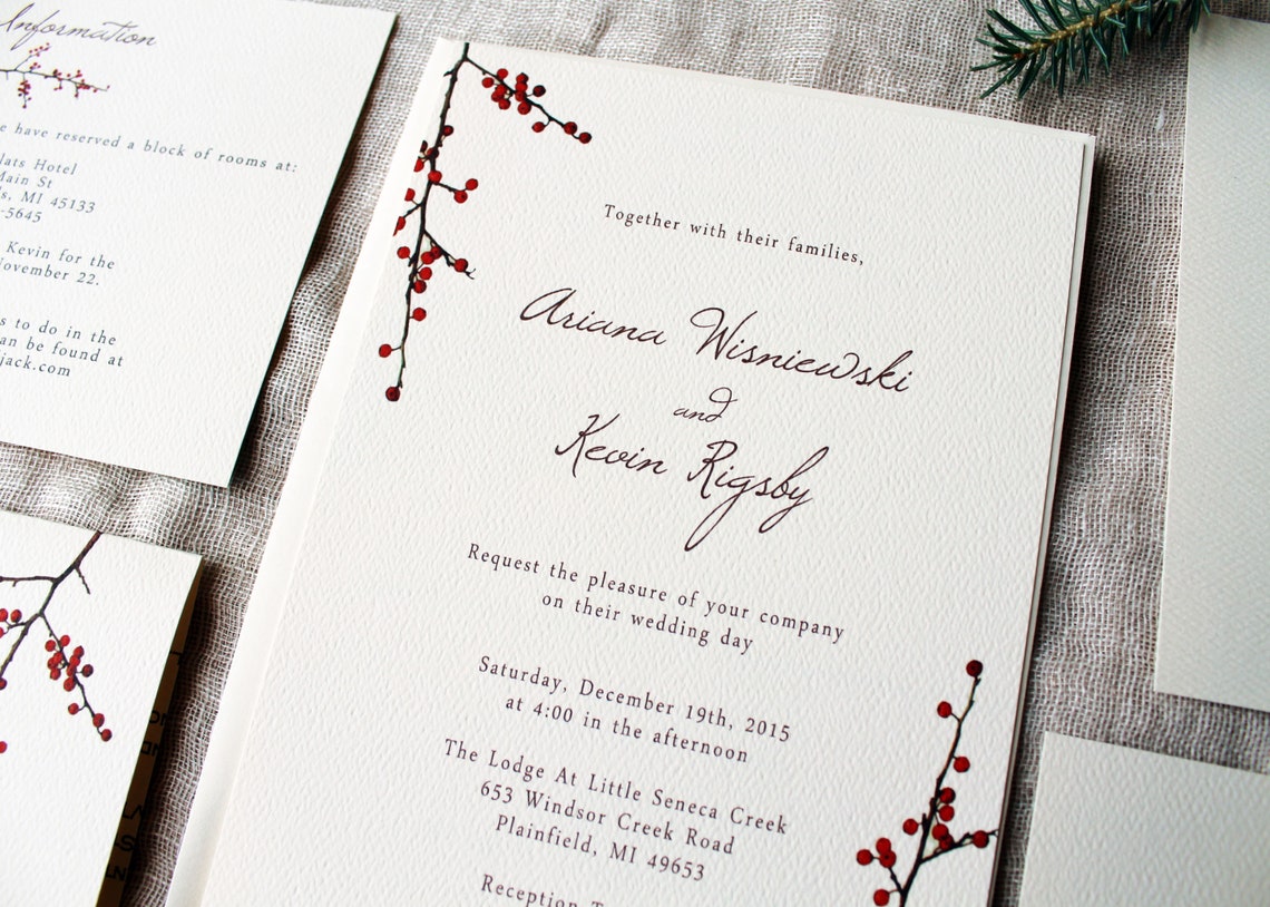 Berry Wedding Invitation Suite | Winter Wedding Invitation Set ...