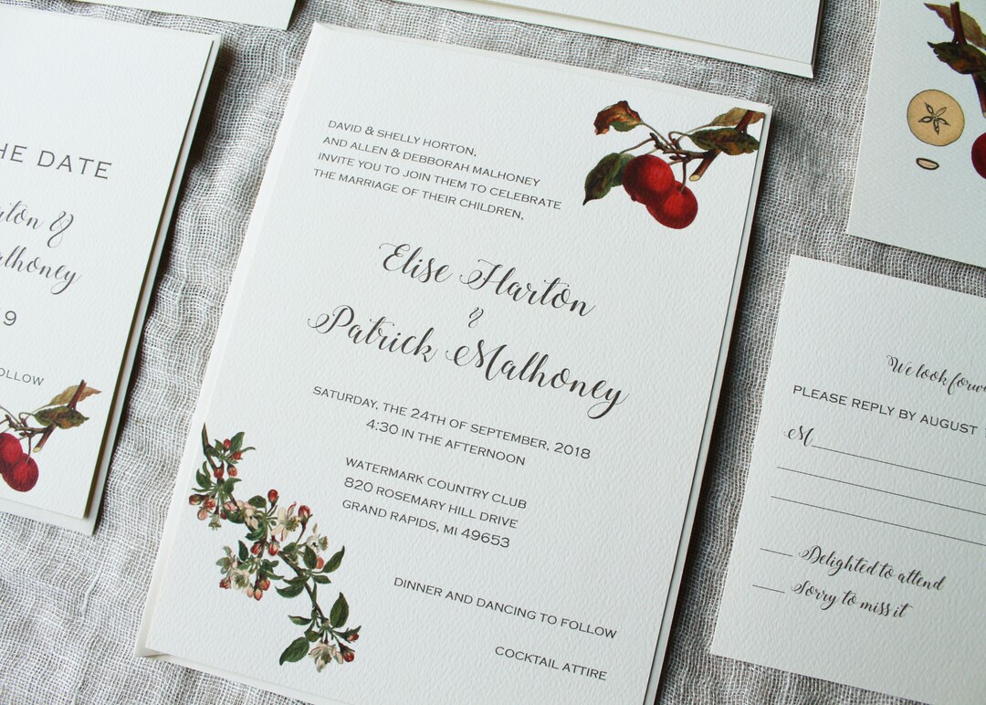Apple Wedding Invitation Set | Fall Wedding Invitations Handmade ...