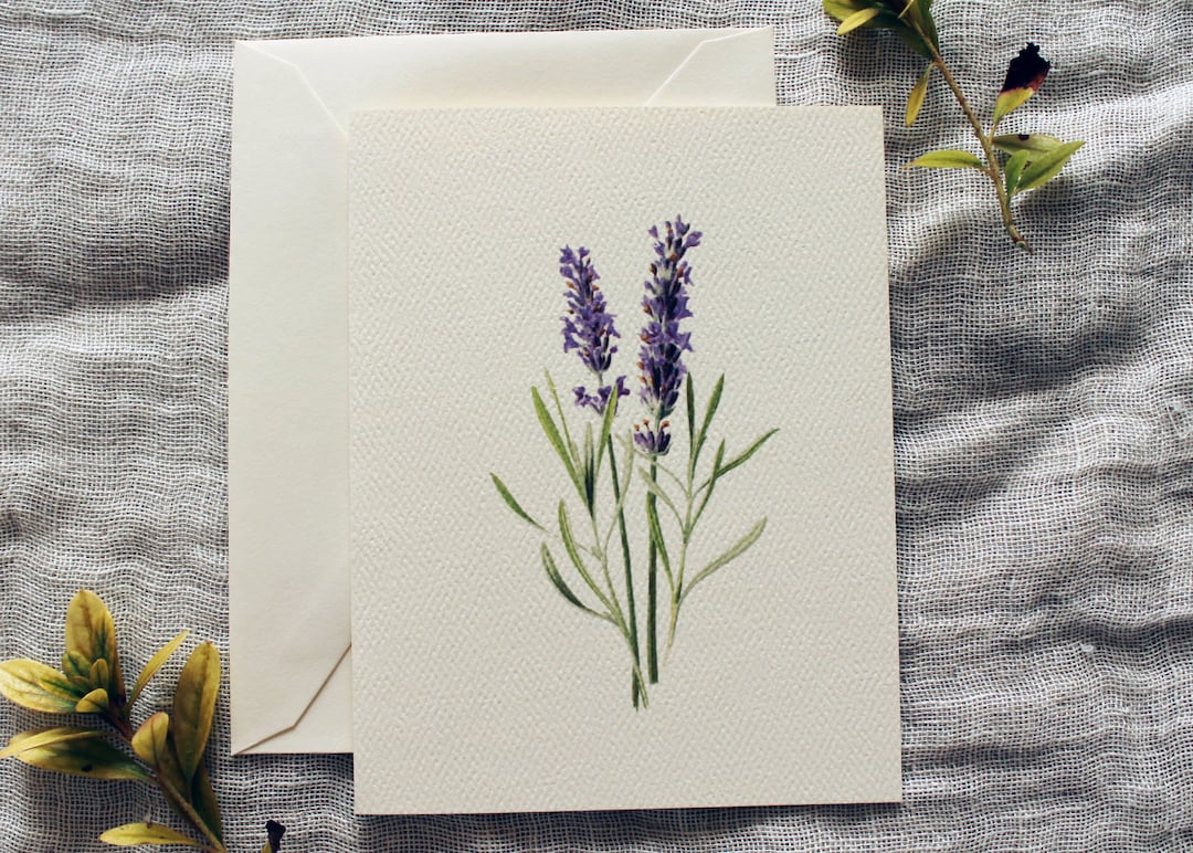 Lavender Flower Folded Note Cards With Envelopes Set of 10 - Etsy