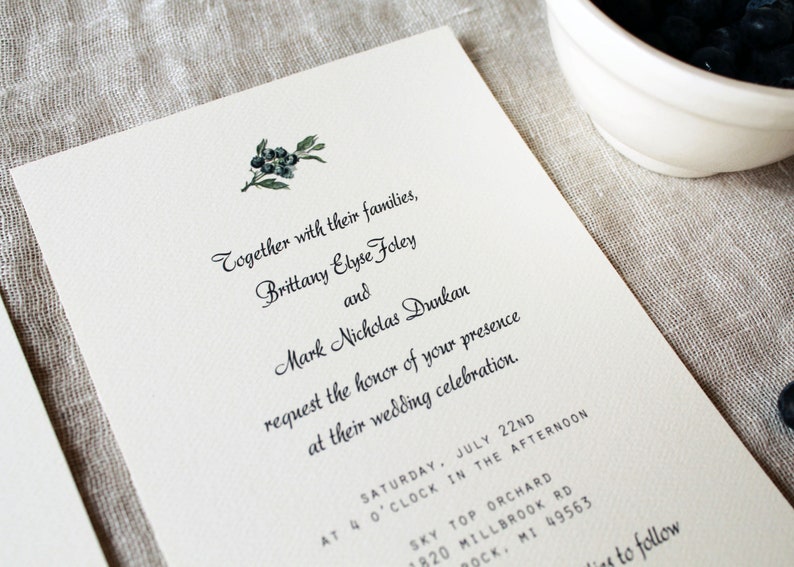 Blue Wedding Invitation Template Blueberry Invitation - Etsy