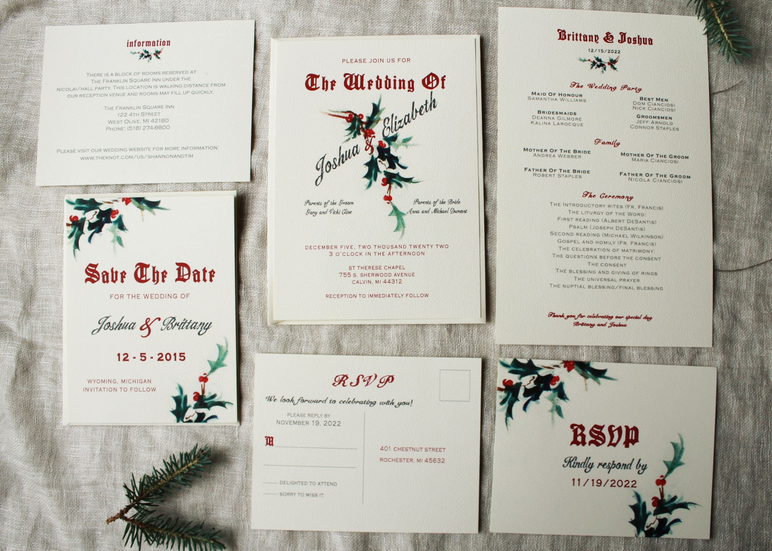 Christmas Wedding Invitation Programs Winter Wedding - Etsy