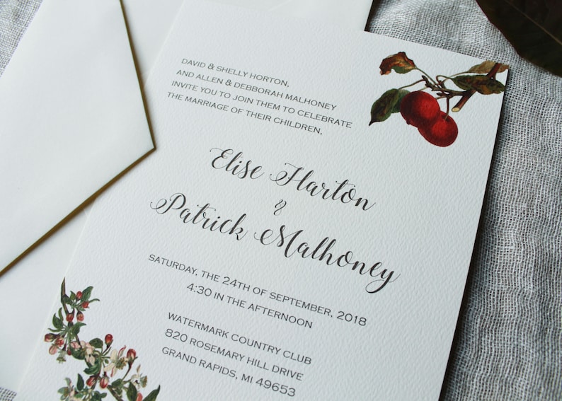Apple Wedding Invitation Template Autumn Wedding Invitation | Etsy