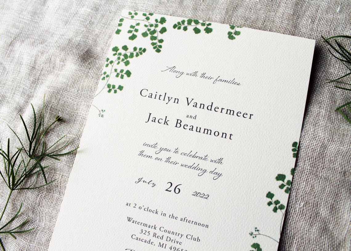 Fern Wedding Invitation Suite Greenery Wedding Invitations | Etsy