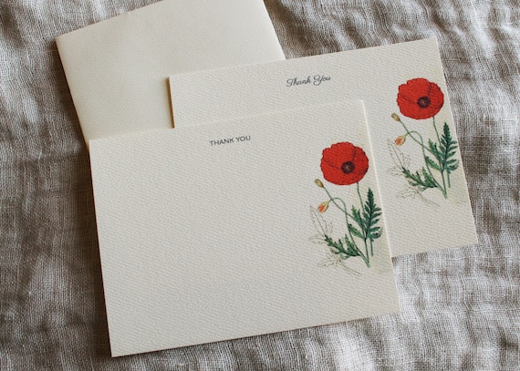 Red Poppy Note Cards With Envelopes Set of 24 Orange Poppy | Etsy