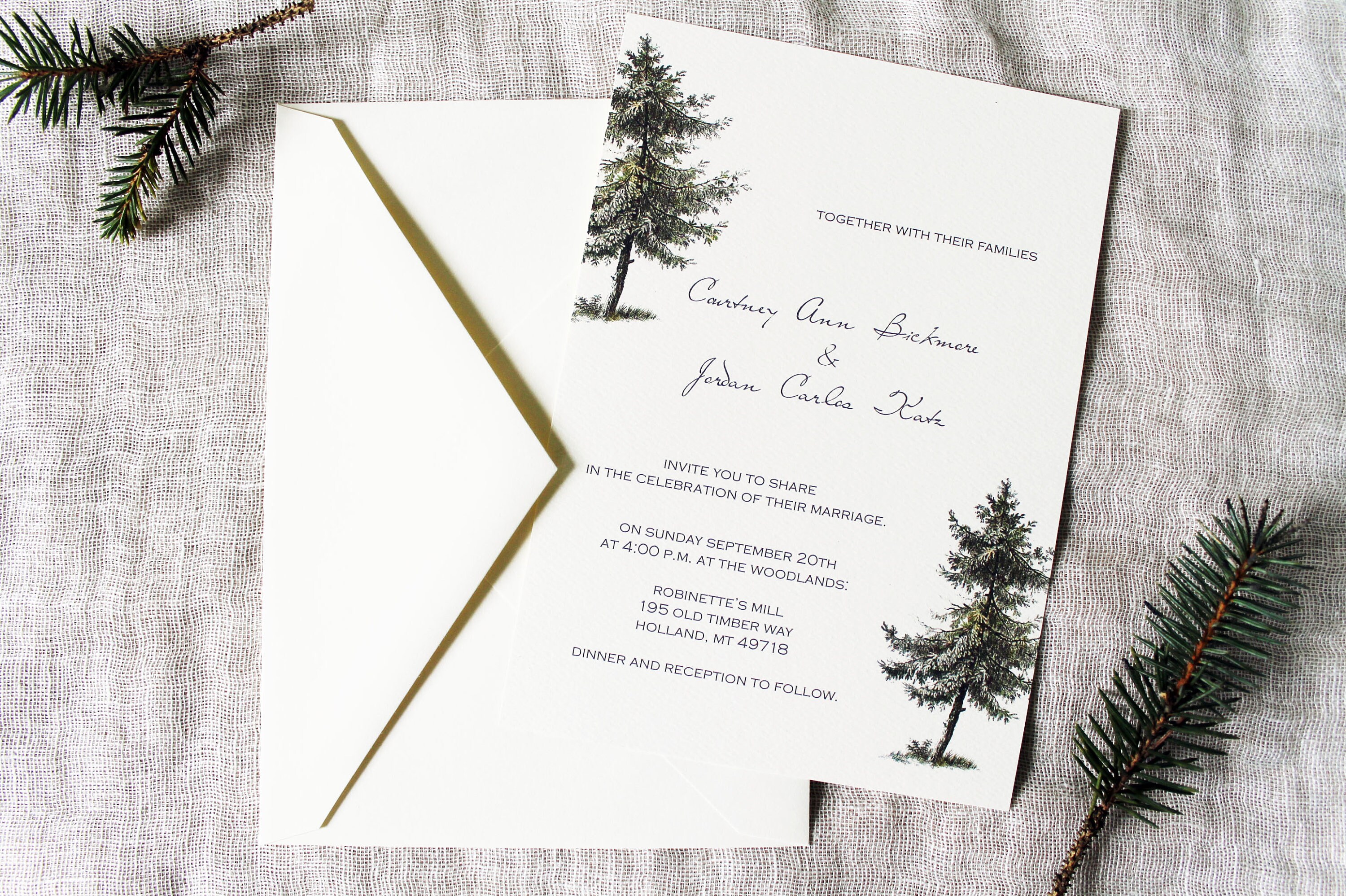 Pine Tree Wedding Invitation Suite Rustic Wedding Invitation - Etsy