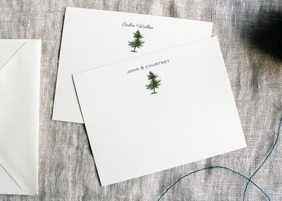 Pine Tree Note Cards With Envelopes Set of 24 Evergreen | Etsy