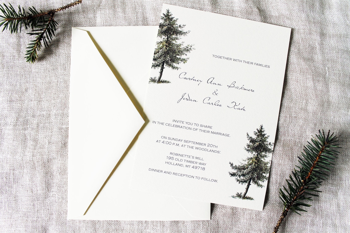 Pine Tree Wedding Invitation Template Rustic Pine Wedding - Etsy