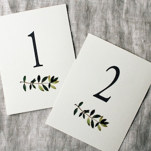 Olive Branch Wedding Table Numbers | Greenery Table Numbers Printable ...