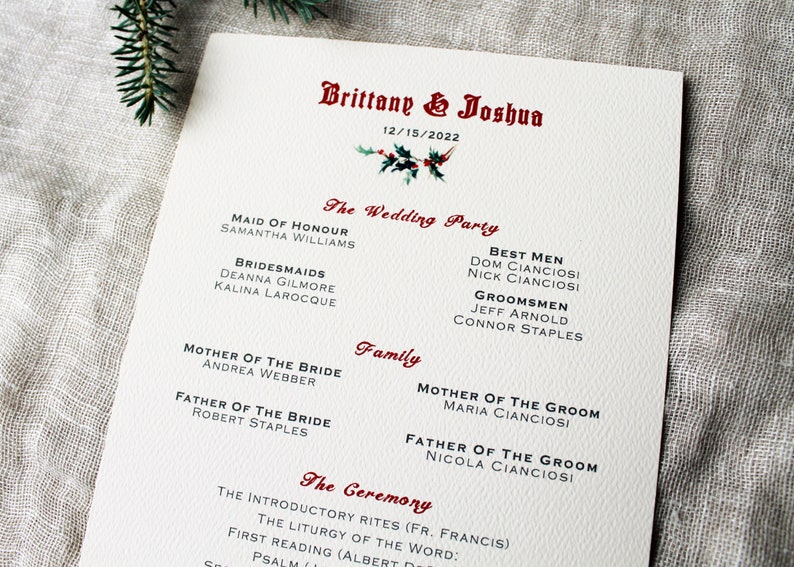Christmas Wedding Invitation Programs - Etsy