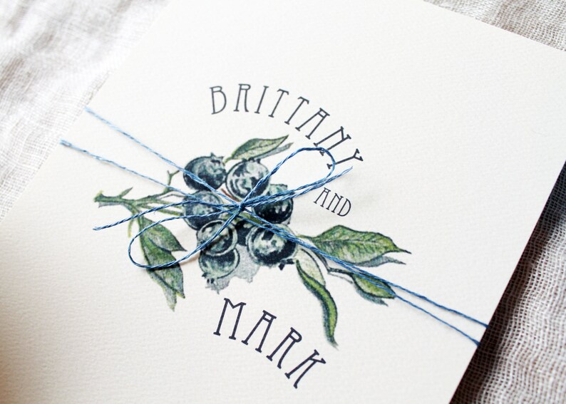Blue Wedding Invitation Template Blueberry Invitation | Etsy