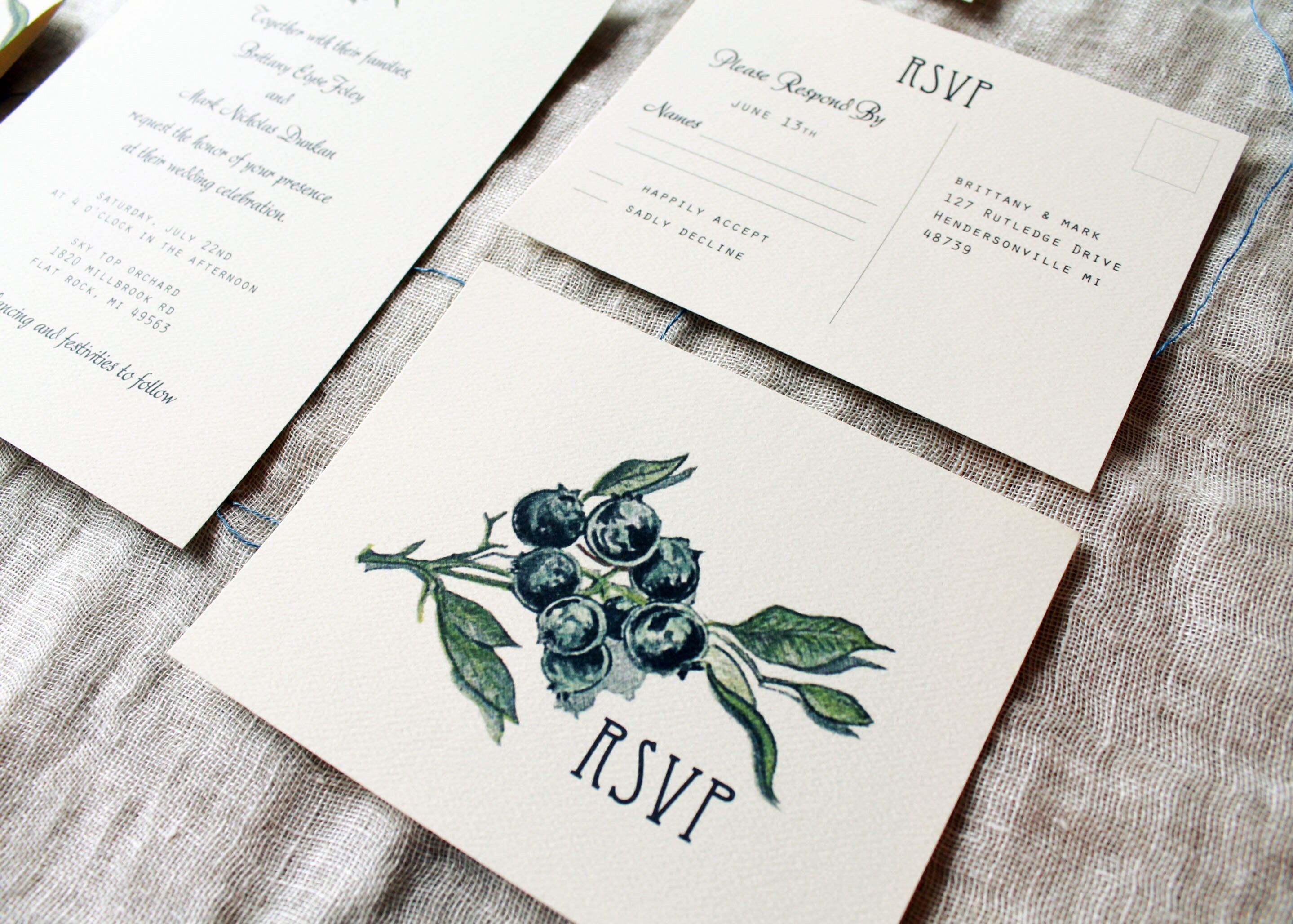 Blueberry Wedding Invitation Suite | Vintage Wedding Invitation Set ...