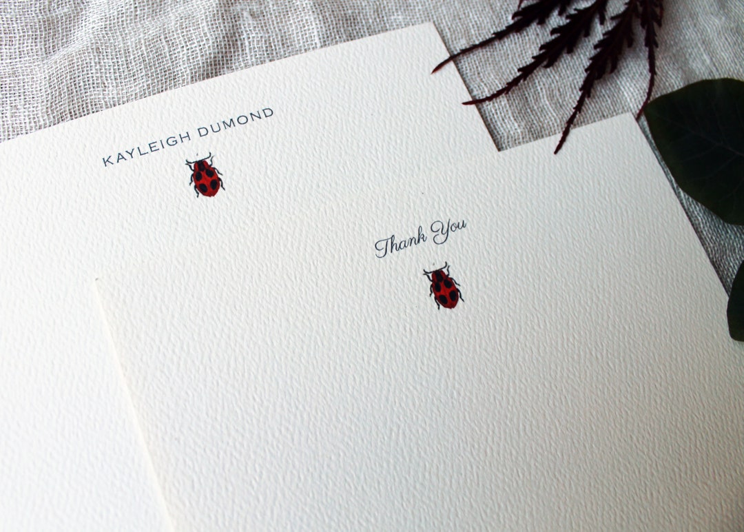 Lady Bug Note Cards With Envelopes | Set of 24 Ladybug Personalized ...
