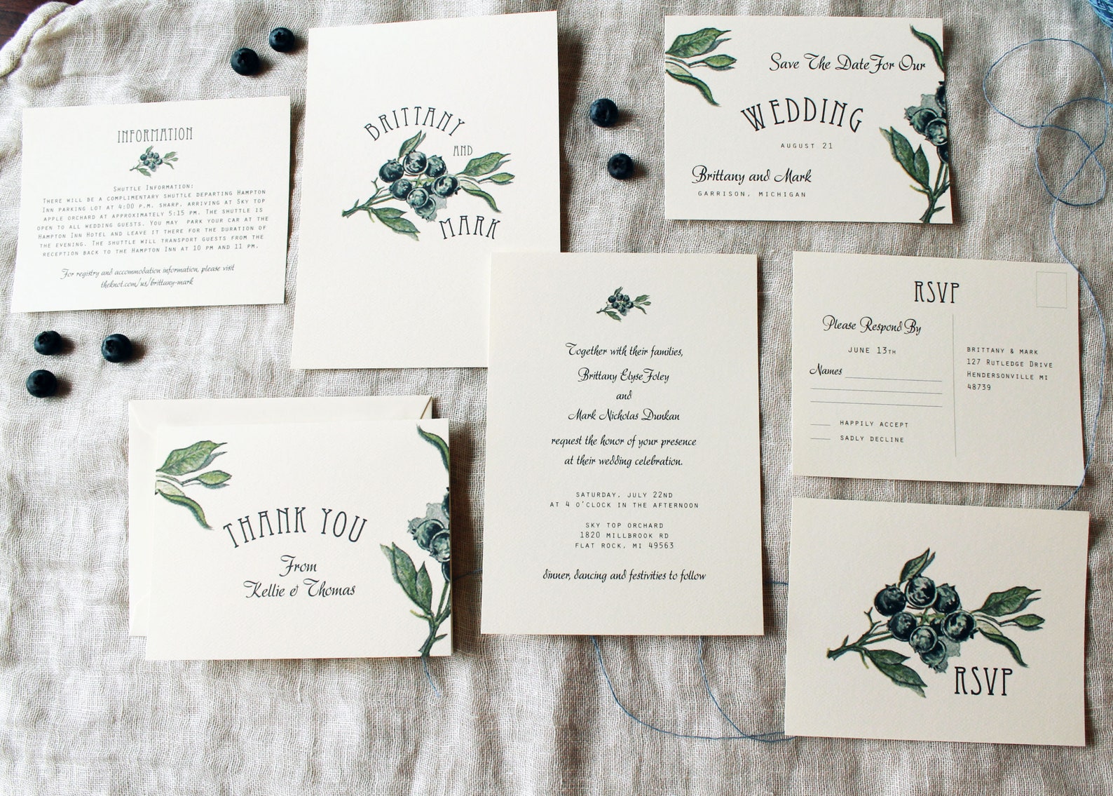 Blueberry Wedding Invitation Suite | Vintage Wedding Invitation Set ...