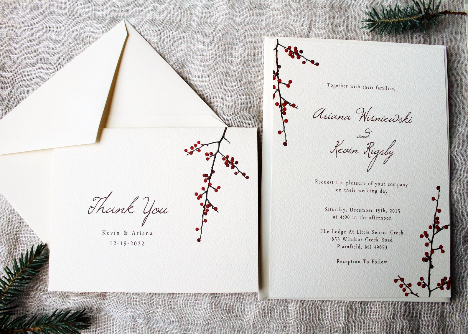 Berry Wedding Invitation Suite | Winter Wedding Invitation Set ...
