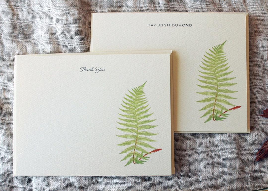 Green Fern Note Cards With Envelopes | Set of 24 Notecards Handmade ...