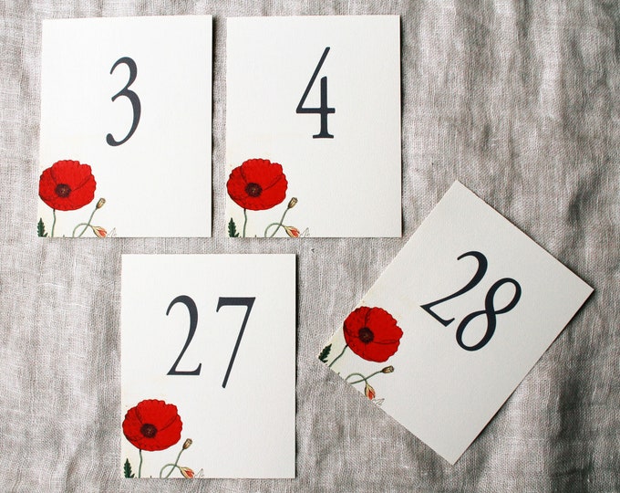 Poppy Wedding Table Numbers Table Numbers Printable Table - Etsy
