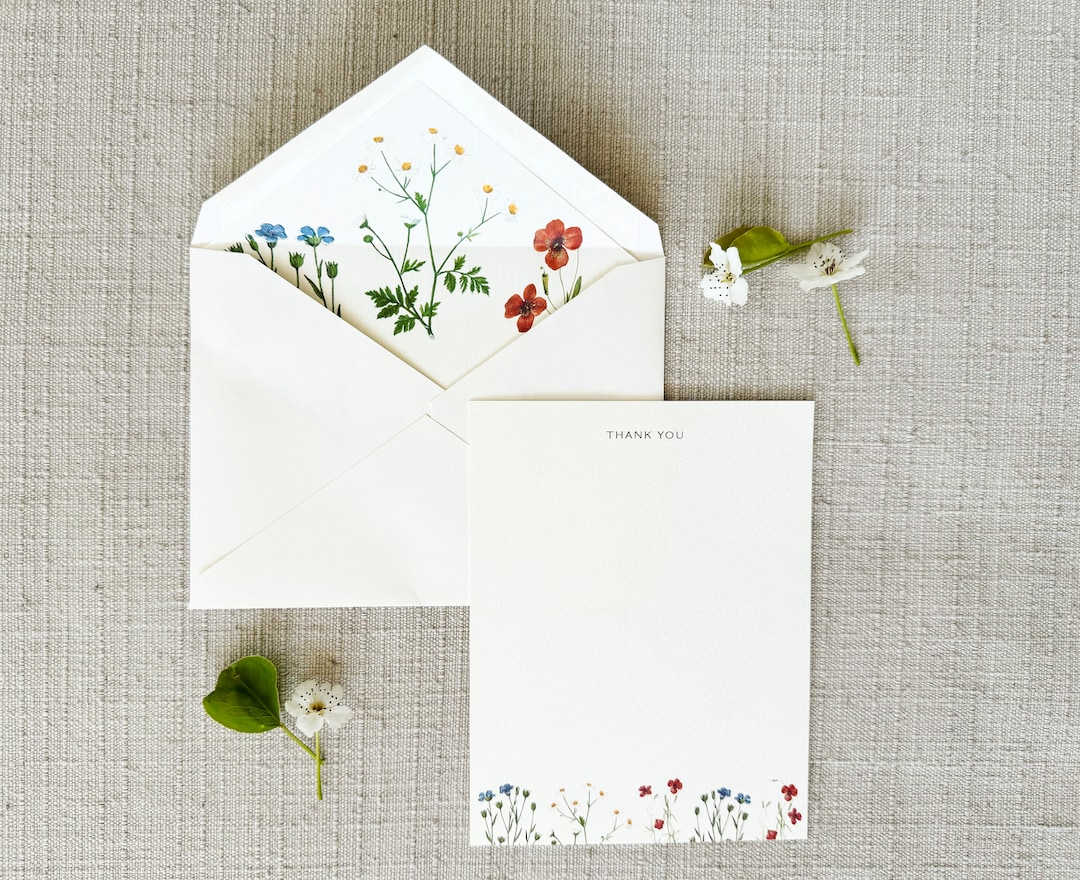 Floral Notecard Set of 24 With Envelopes Personalized - Etsy