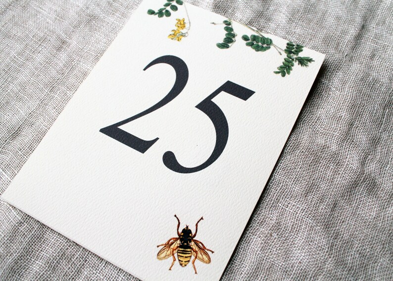Bee Wedding Table Numbers Bee Table Numbers Printable Bee | Etsy