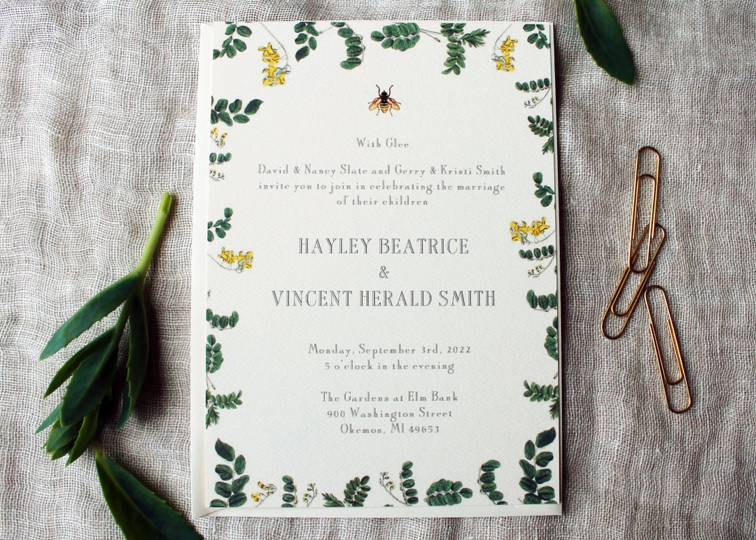Bee Wedding Invitation Suite | Honey Bee Wedding Invitation Printed ...